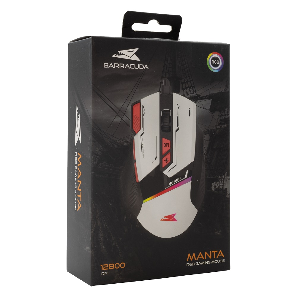 Техномаркет - Mouse Barracuda Gaming Manta 12800DPI White